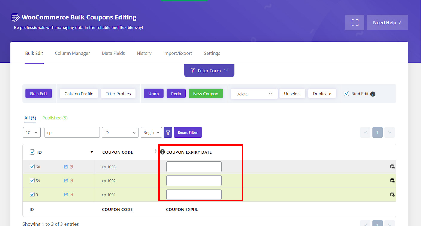 How to change multi WooCommerce coupon expiry date at the same time? - WooCommerce Bulk Coupons ...
