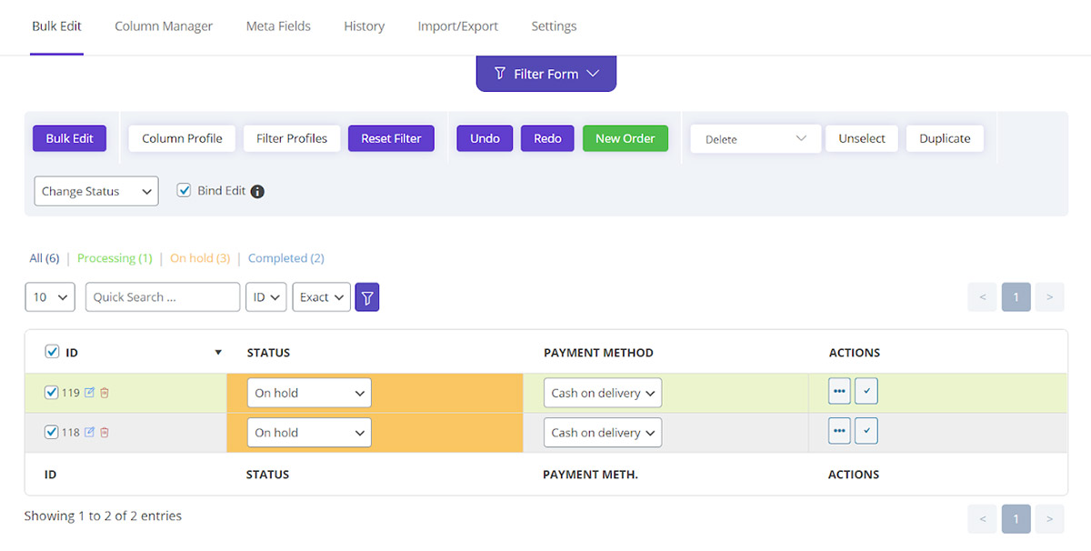 How to change multi-Order status at the same time? - WooCommerce Bulk Orders Editing