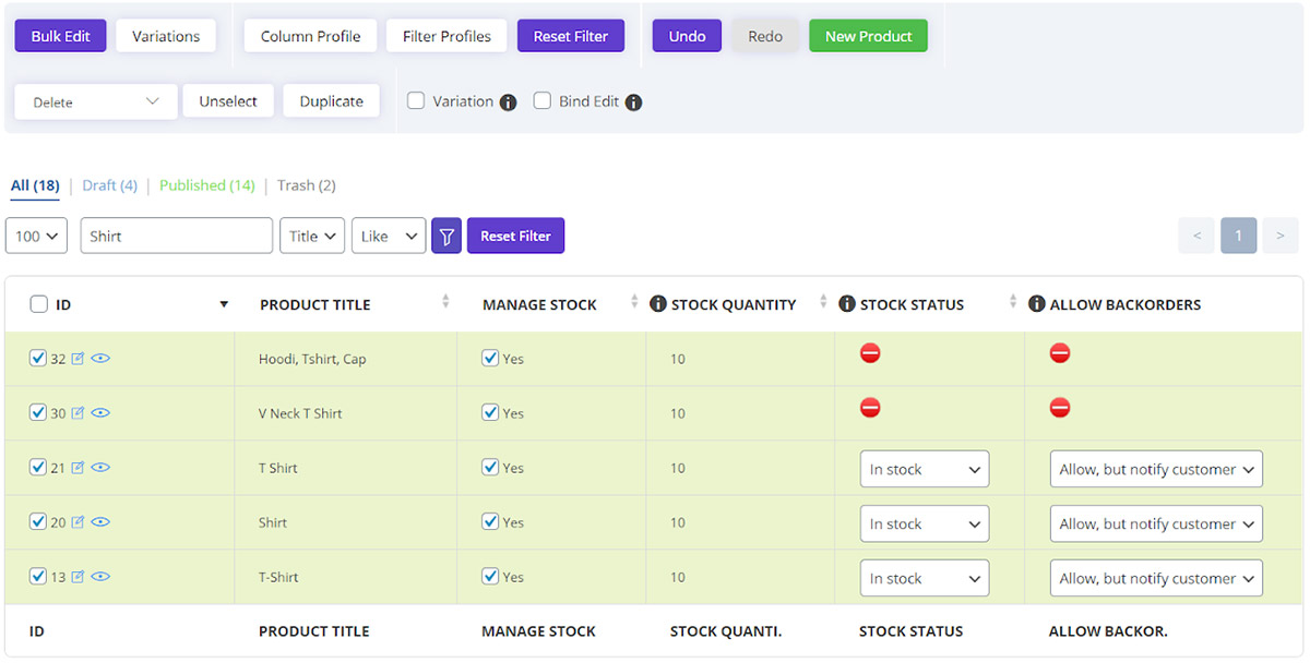 How to bulk edit WooCommerce product stock settings at the same time ...