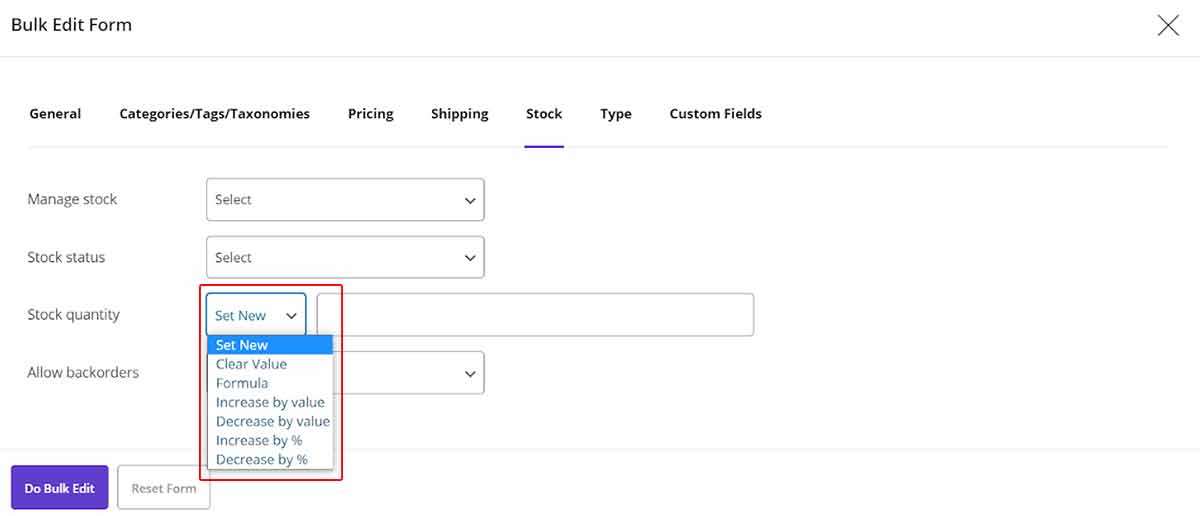 How to bulk edit WooCommerce product stock settings at the same time? - WooCommerce Bulk Product ...