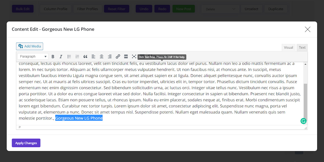 How to change multi post/custom post description at the same time ...