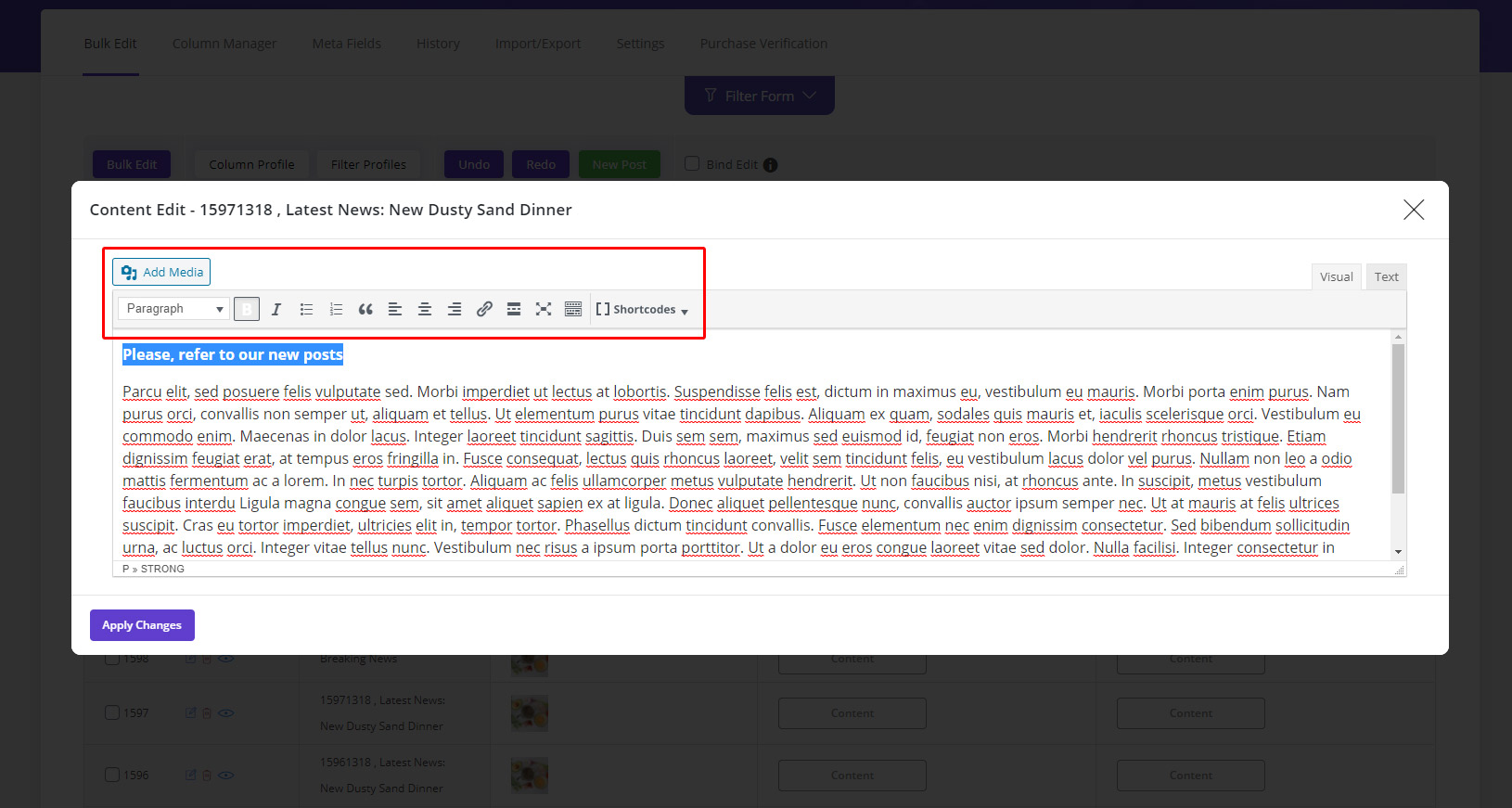 How to inline edit post full description / short description in ...